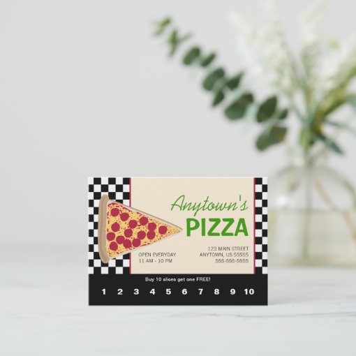 Pizza Slice & Black Checkerboard Pizza Loyalty | Zazzle