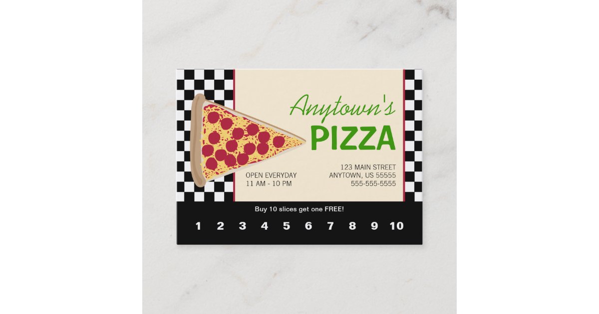 Pizza Slice & Black Checkerboard Pizza Loyalty | Zazzle