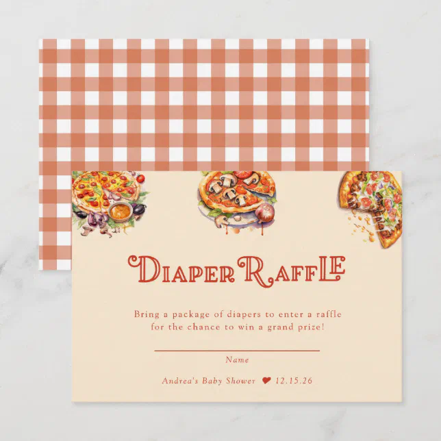 Pizza | Slice | Diaper Raffle Baby Shower Enclosure Card | Zazzle