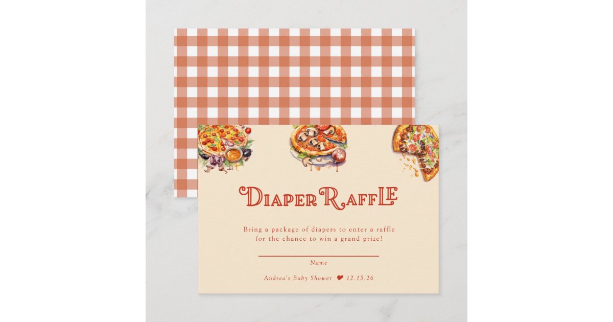 Pizza | Slice | Diaper Raffle Baby Shower Enclosure Card | Zazzle