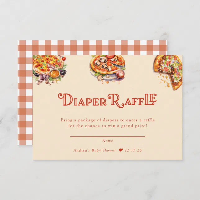 Pizza | Slice | Diaper Raffle Baby Shower Enclosure Card | Zazzle