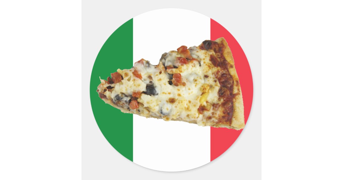 Pizza Slice on Colors of Italian Flag Classic Round Sticker | Zazzle