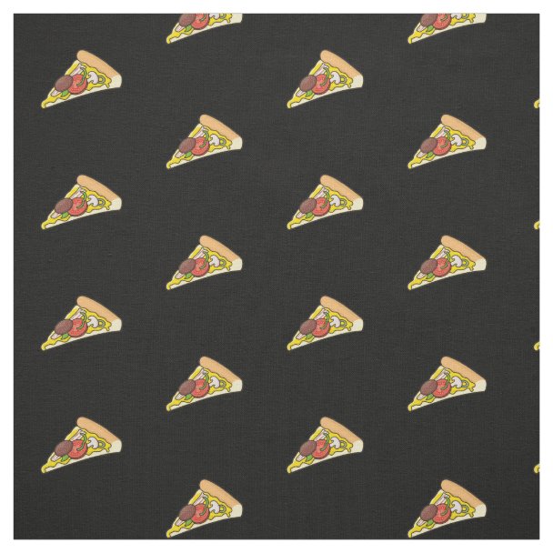 Pepperoni Cheese Pizza Pattern Fabric | Zazzle