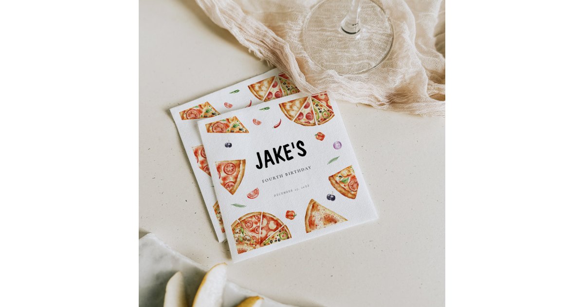 Pizza Theme Birthday Napkins | Zazzle