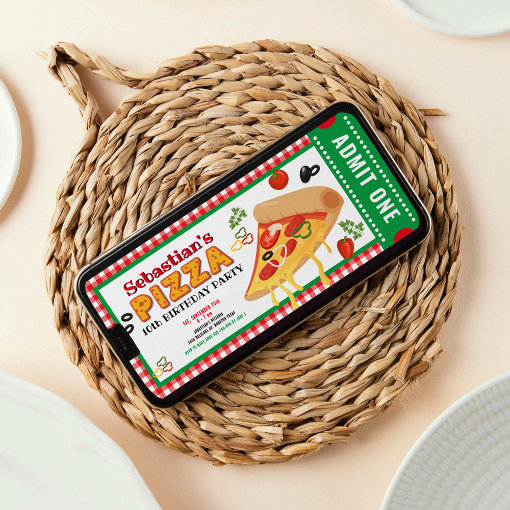 Pizza ticket birthday invitation | Zazzle