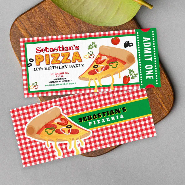 Pizza ticket birthday invitation | Zazzle