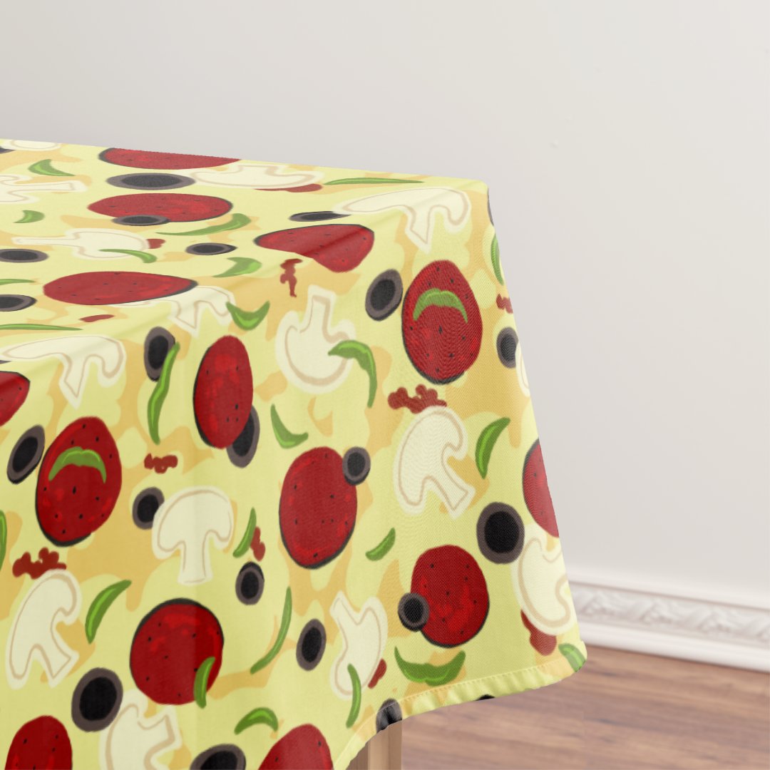 Pizza Toppings Pattern Tablecloth | Zazzle