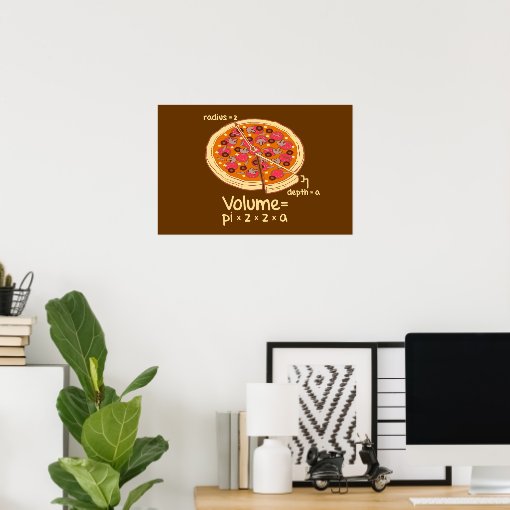 Pizza Volume Mathematical Formula = Pi*z*z*a Poster | Zazzle