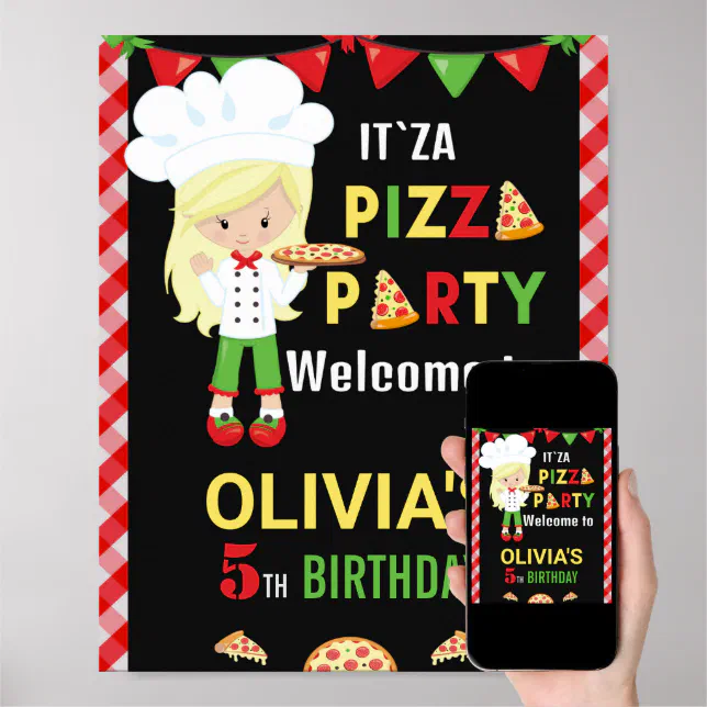 Pizza welcome party sign Pizza cooking party | Zazzle
