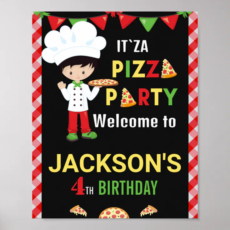 Pizza welcome party sign Pizza making party poster | Zazzle