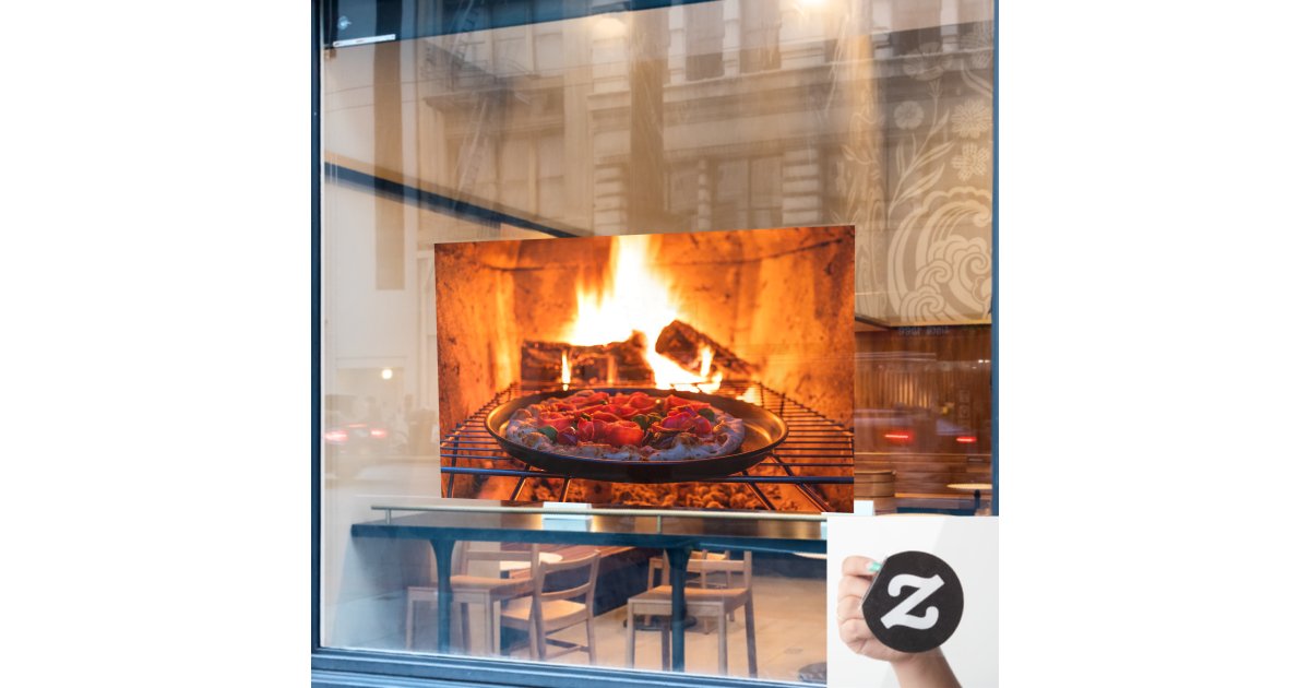 Pizza Wood Fired Pizza Brick Oven Pizza Shop Window Cling | Zazzle