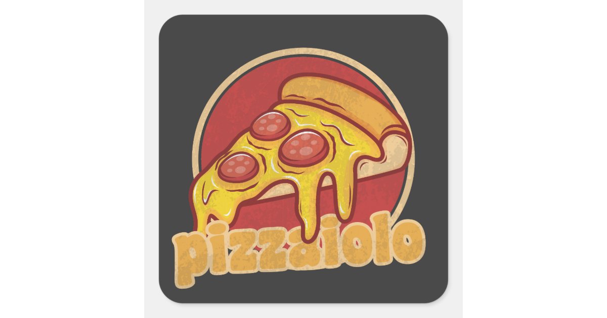 pizzaiolo funny pizza maker gift pie illustration square sticker | Zazzle