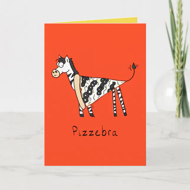 Pizzebra Pizza Zebra Cute Food Greeting Card | Zazzle