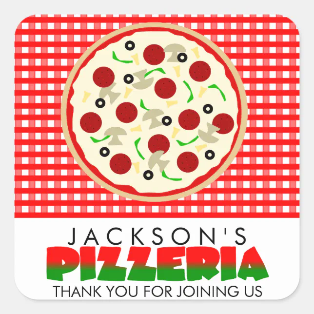 Pizzeria Pizza Party Favor Stickers | Zazzle