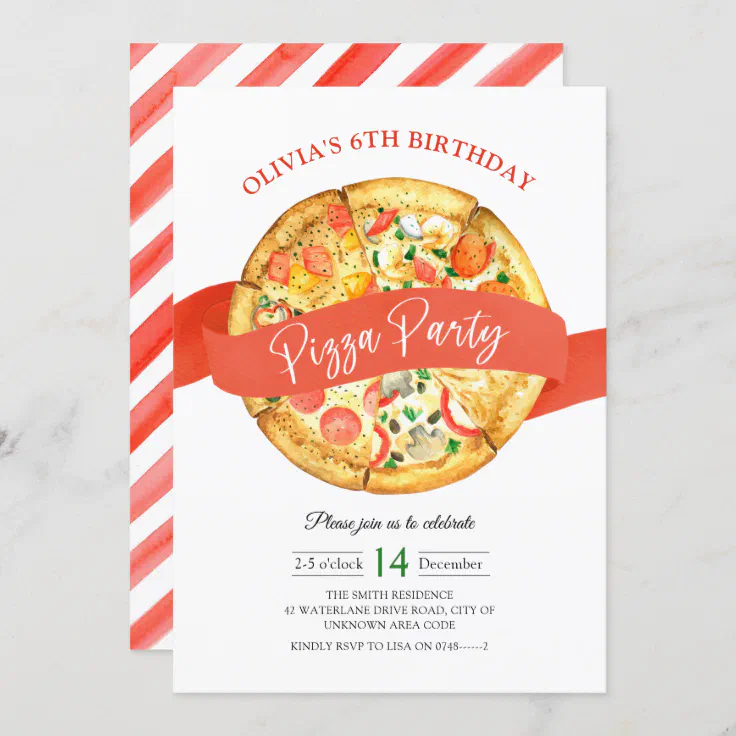 Pizzeria Pizza Party Kids Birthday Invitation | Zazzle