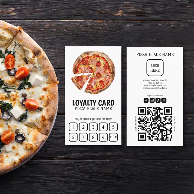 Pizzeria QR Code Simple Loyalty Card | Zazzle