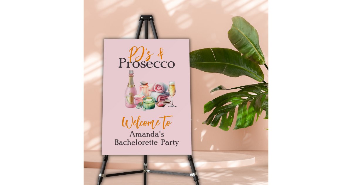 Pjs and Prosecco Pink Spa Bachelorette Party Foam Board | Zazzle