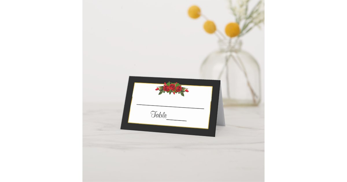 Place Cards, Red Rose Wedding Collection Place Card | Zazzle