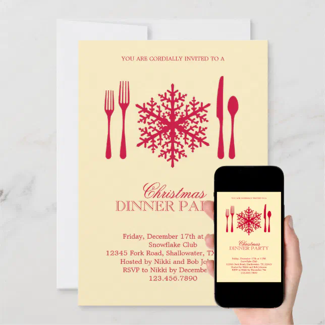 Place Setting Christmas Dinner Party Invitation | Zazzle