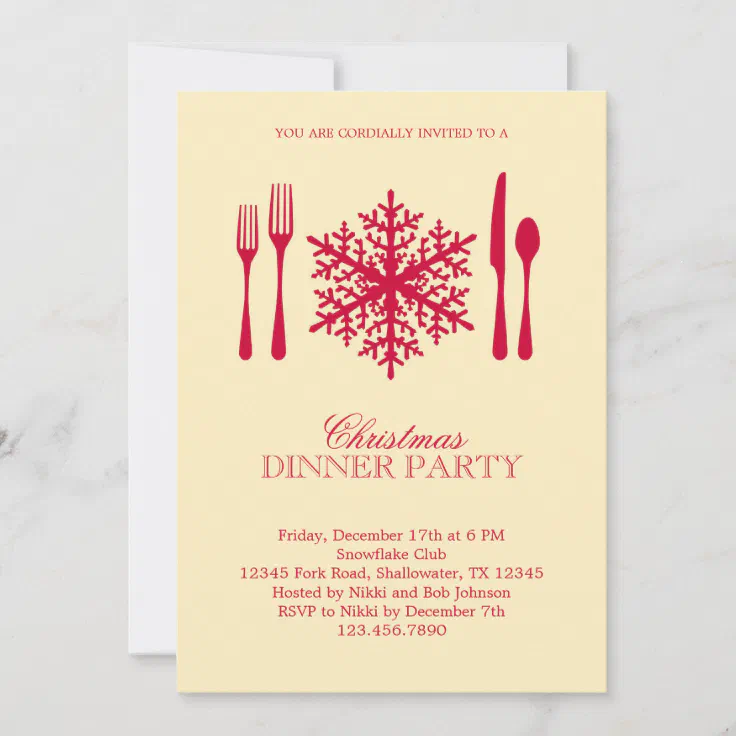 Place Setting Christmas Dinner Party Invitation | Zazzle