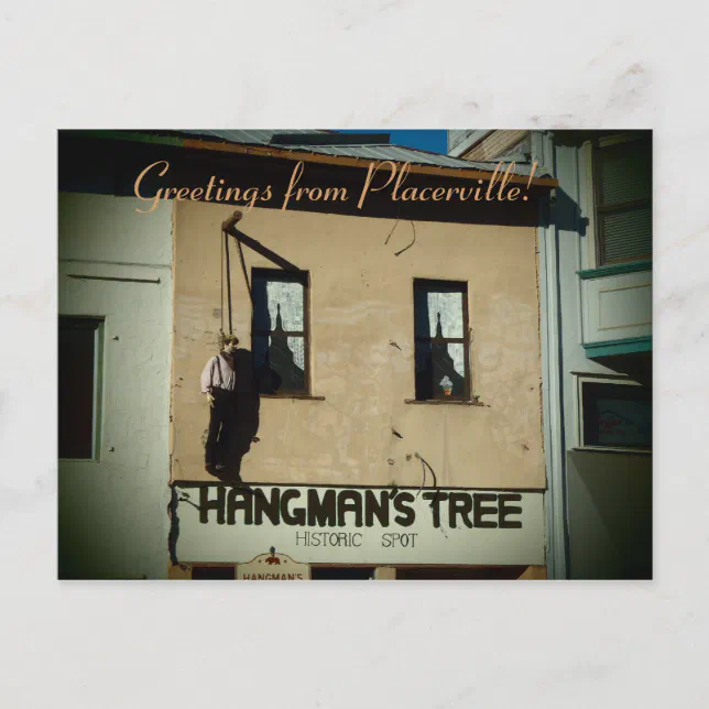 Placerville hanging man old hangtown postcard | Zazzle