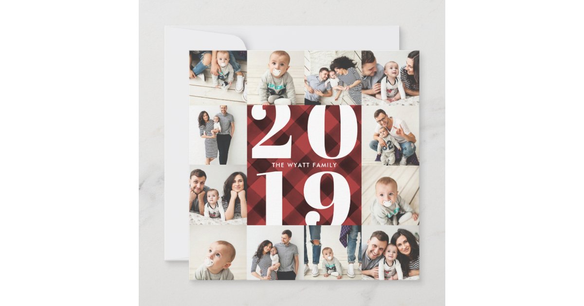 Plaid 2019 Holiday 12 Photo Collage Grid | Zazzle.com