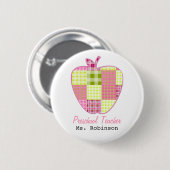 Plaid Apple Preschool Teacher Button | Zazzle