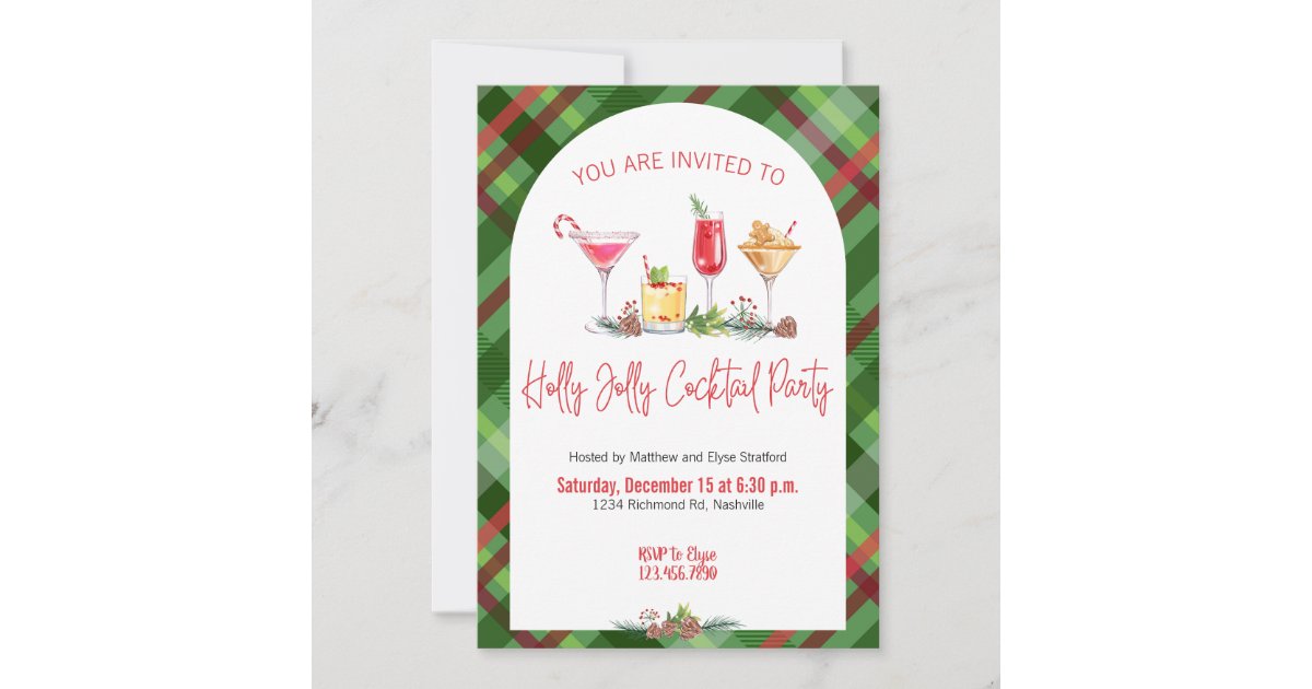 Plaid Christmas Party Holiday Cocktail Work Party Invitation | Zazzle