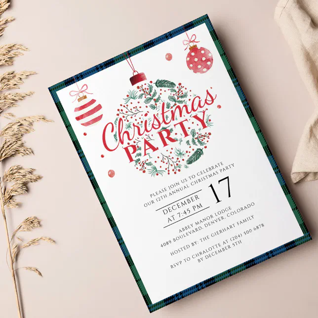 Plaid Christmas Party Rustic Campbell Tartan Invitation | Zazzle