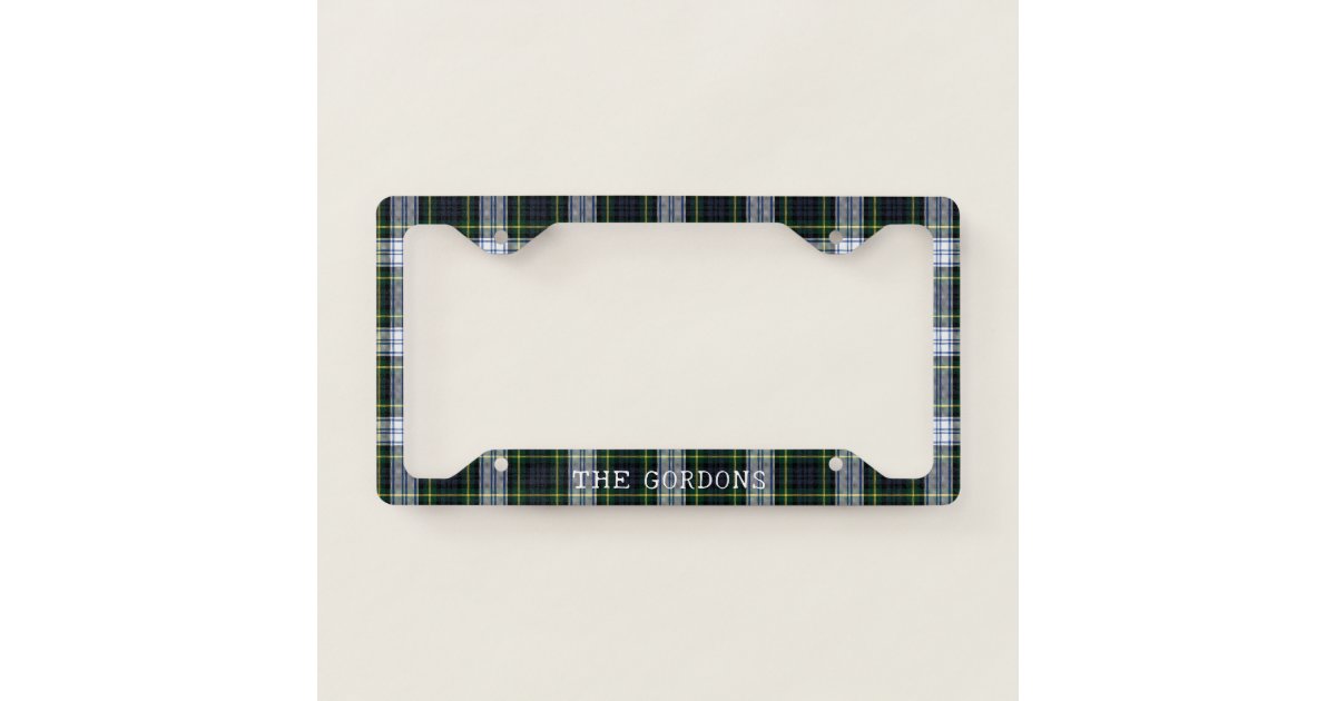 Plaid Clan Gordon Personalized Rustic Tartan License Plate Frame | Zazzle