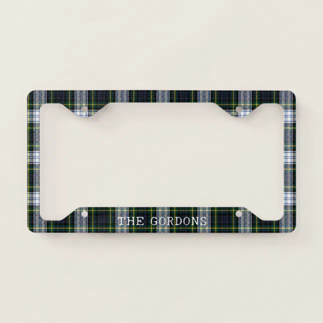 Plaid Clan Gordon Personalized Rustic Tartan License Plate Frame | Zazzle