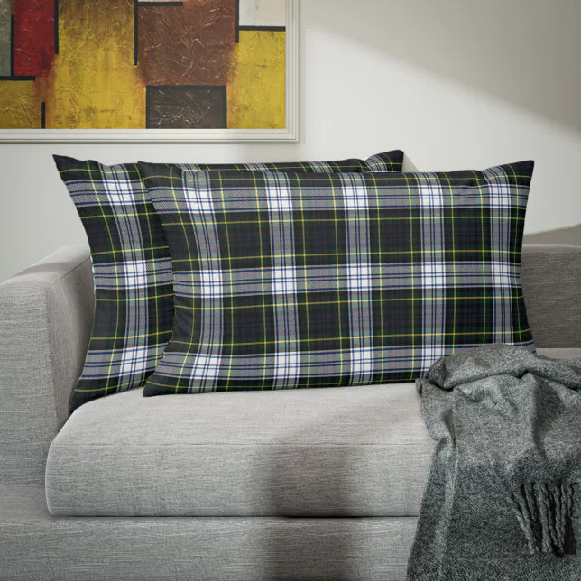 Plaid Clan Gordon Tartan Green White Check Accent Pillow | Zazzle