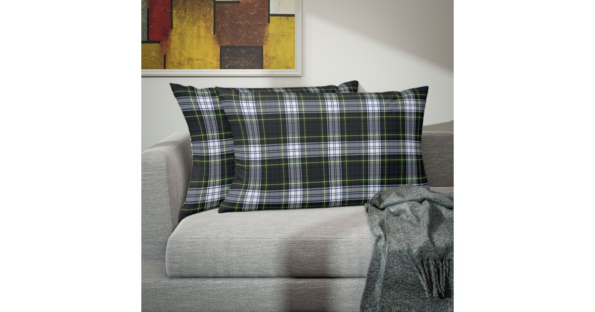 Plaid Clan Gordon Tartan Green White Check Accent Pillow | Zazzle