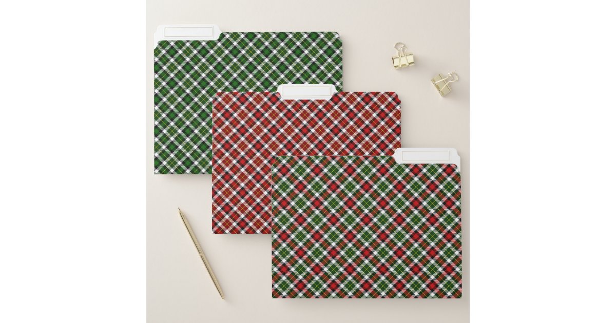 Plaid Green, Red and Black File Folder | Zazzle