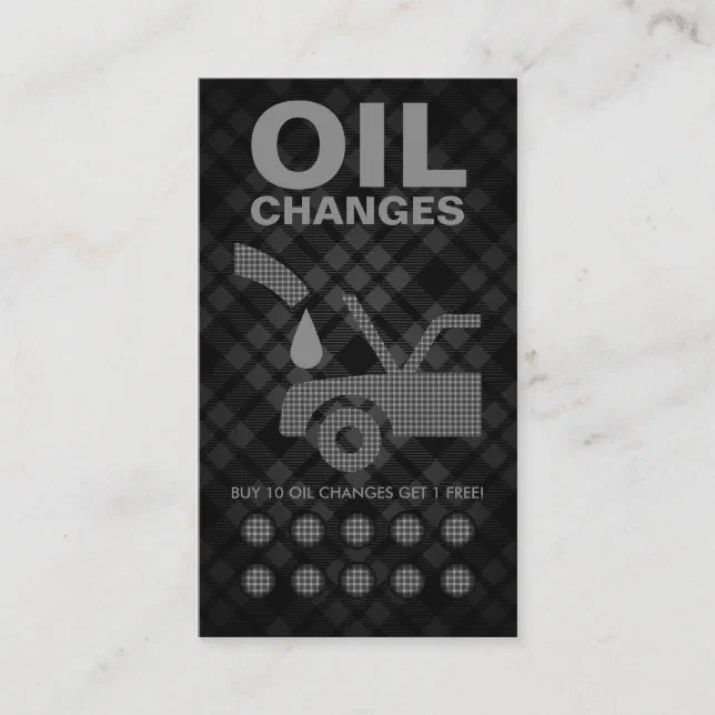 plaid oil changes punch card | Zazzle