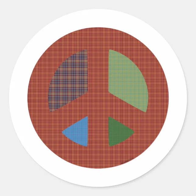 Plaid Peace Symbol Classic Round Sticker | Zazzle