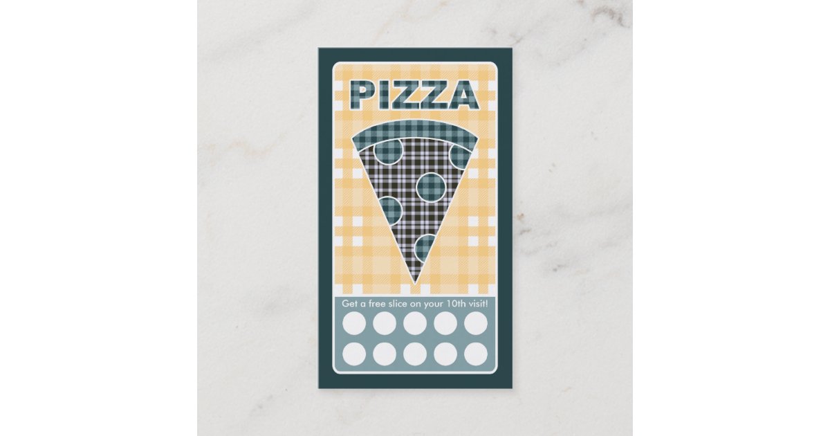 plaid pizza business card | Zazzle