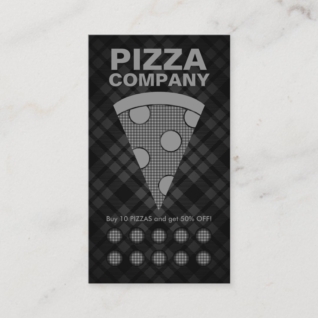 plaid pizza punch card | Zazzle