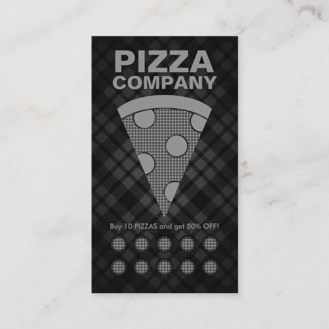 plaid pizza punch card | Zazzle
