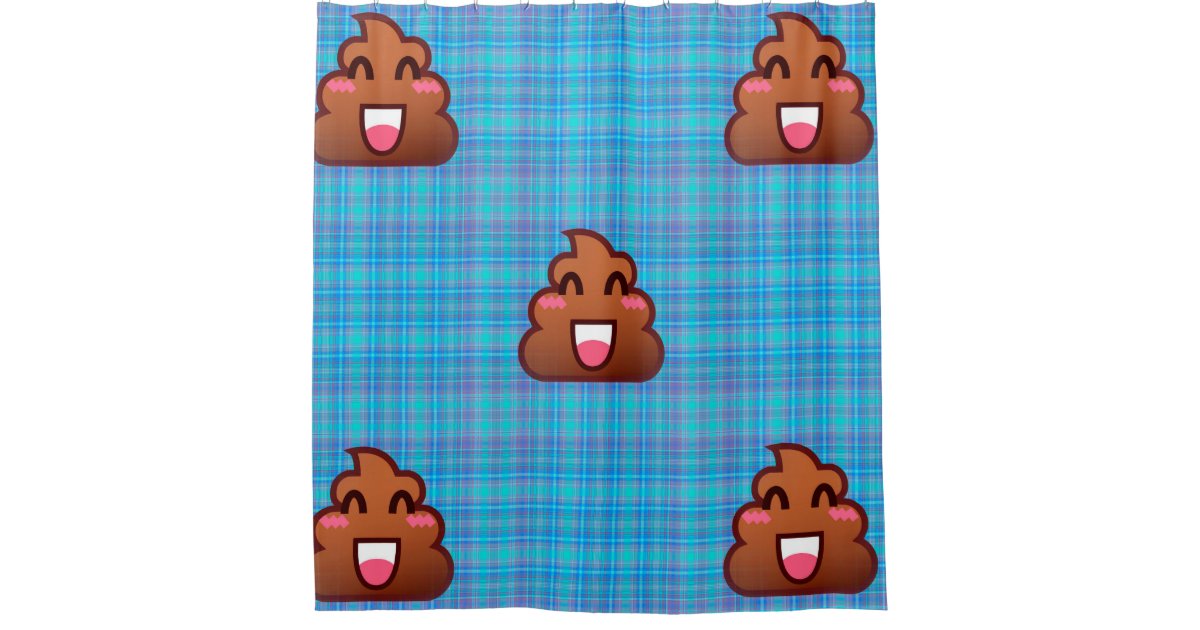 plaid poop emoji shower curtain | Zazzle