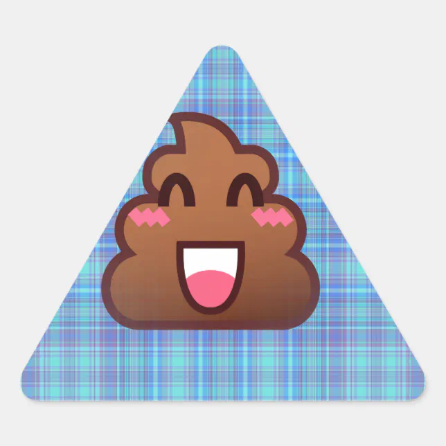 plaid poop emoji triangle sticker | Zazzle