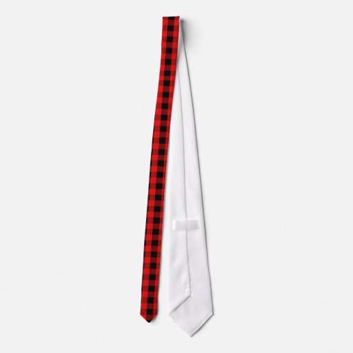 Plaid Red Black Checked Checkered Tie | Zazzle