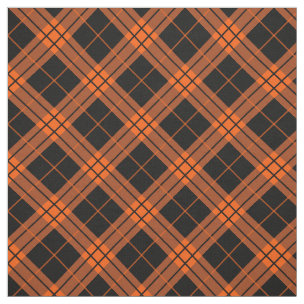 Orange and Black Gingham Pattern Fabric | Zazzle.com