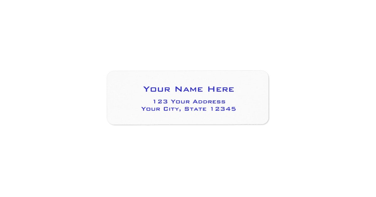 Plain address labels with blue letters | Zazzle