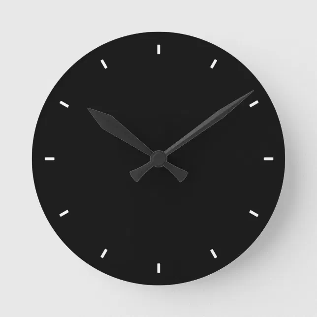 Plain and Simple All-Black Solid Black Wall Clock | Zazzle