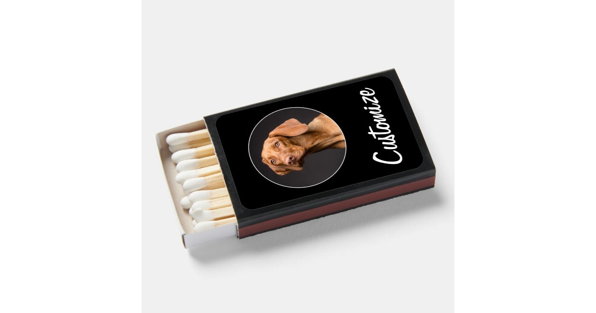Plain Black Customizable Photo and Text Matchboxes | Zazzle