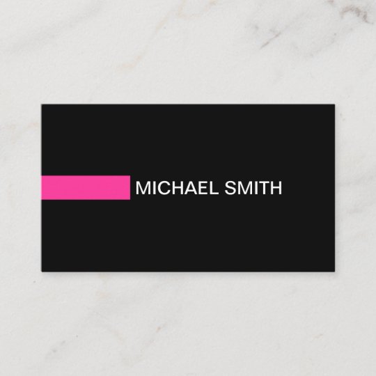 Plain Black Elegant Modern Hot Pink Business Card | Zazzle.com