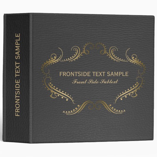 Plain Black Leather Print Gold Frame Binder | Zazzle.com