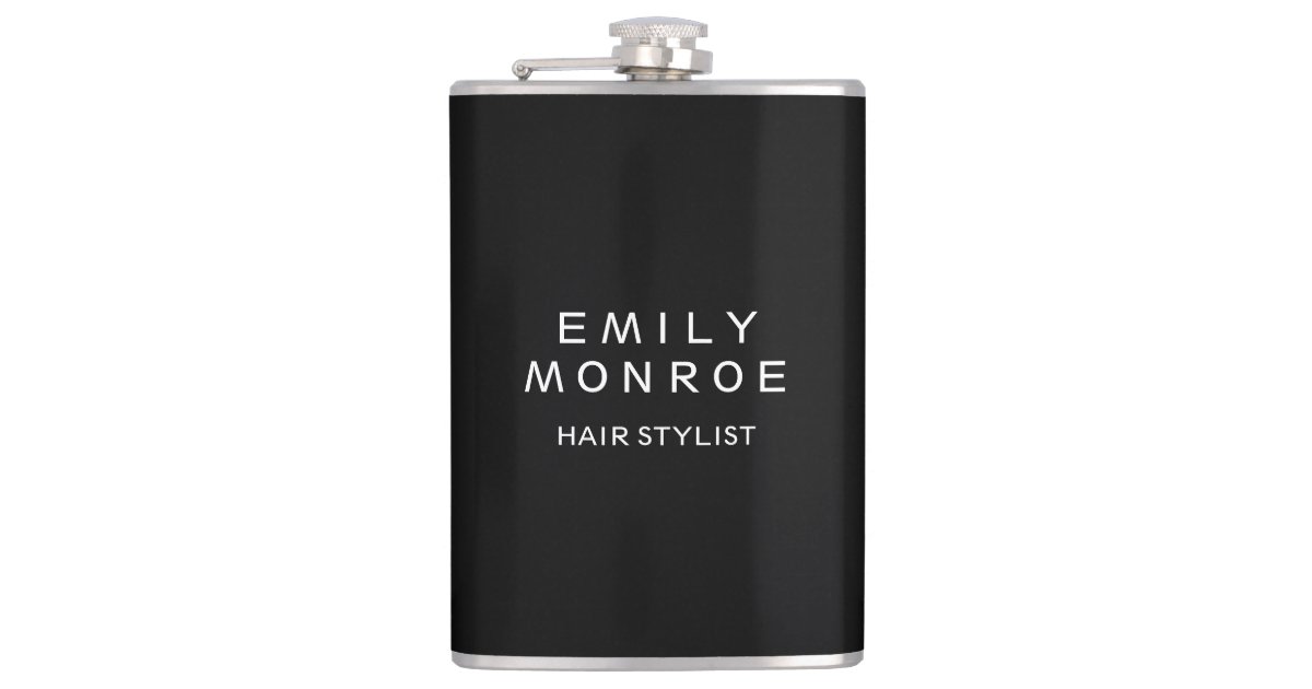 Plain Black And White Modern Minimalist Flask Zazzle