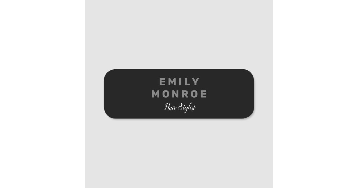 Plain Black & White Modern Minimalist Name Tag | Zazzle